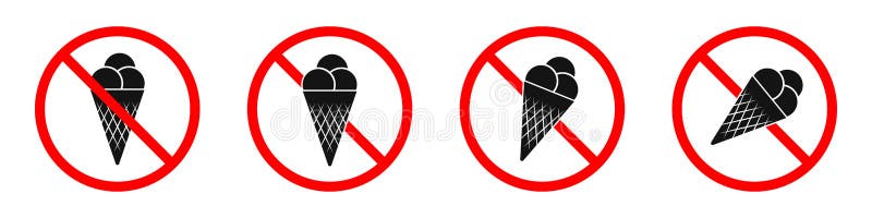 Ice Cream are Forbidden. Stop Ice Cream Icons. No Ice Cream Entry Stock ...