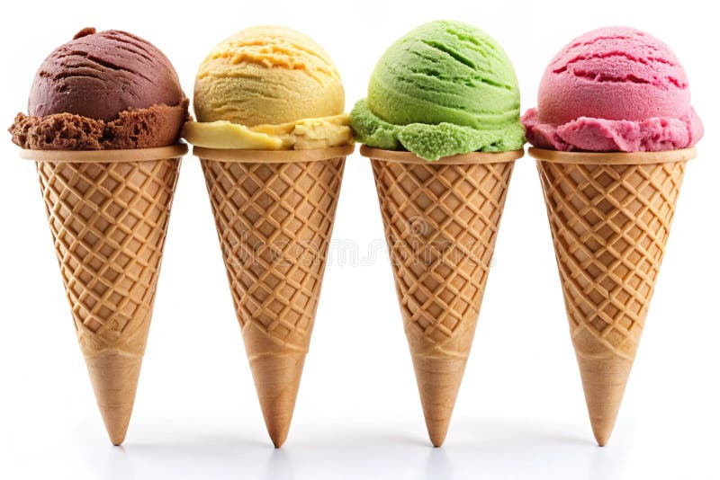 Ice Cream with Four Variants Stock Illustration - Illustration of sweet ...