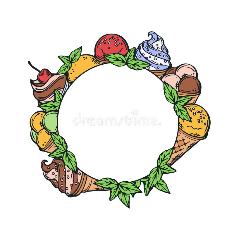 Ice Cream Colorful Frame Vector Illustration. Stock Vector ...