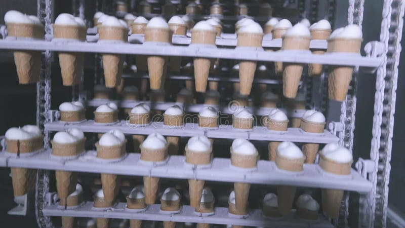Ice Cream after Freezing at the Factory. Ice Cream Production Process ...