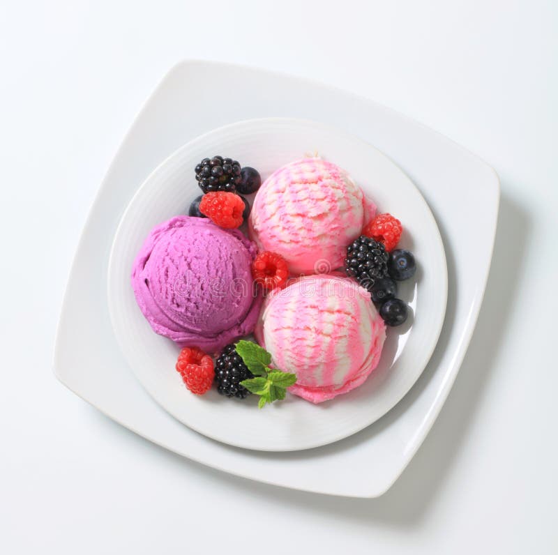 Ice Cream with Fresh Berries Stock Image - Image of balls, raspberries ...