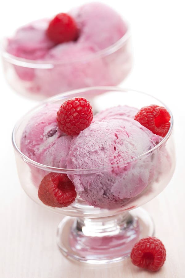 Ice Cream with Fresh Raspberries Stock Photo - Image of natural ...