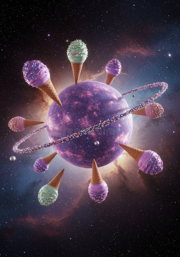 Ice Cream Galaxy Planet with Sprinkles Stock Illustration ...