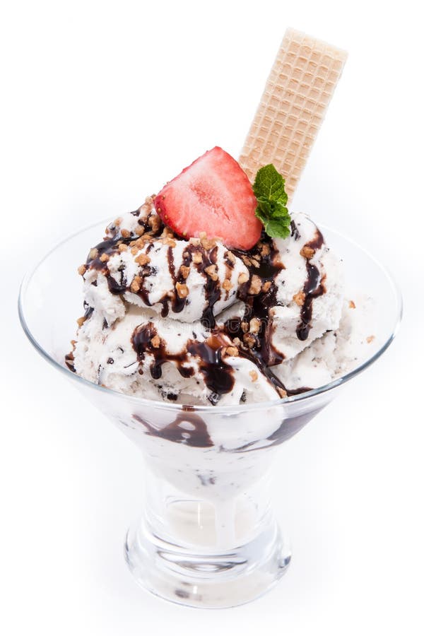 Ice Cream in a Glass Decorated with Fruits Stock Image - Image of ...