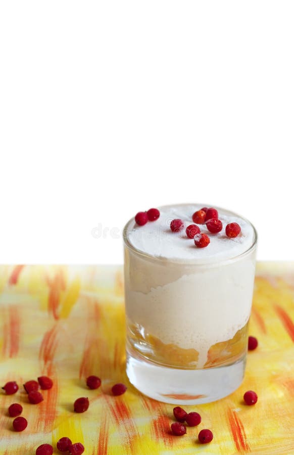 Ice Cream in a Glass Beaker with Red Berries Stock Image - Image of ...