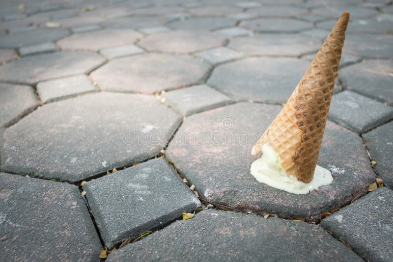 Ice cream on the ground. stock image. Image of melt, copy - 82754163