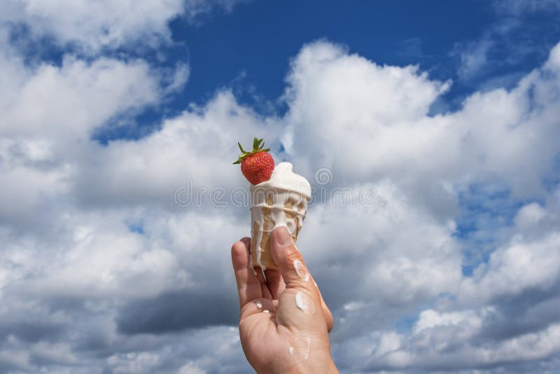 Ice cream in hand. stock image. Image of dessert, cone - 62626969