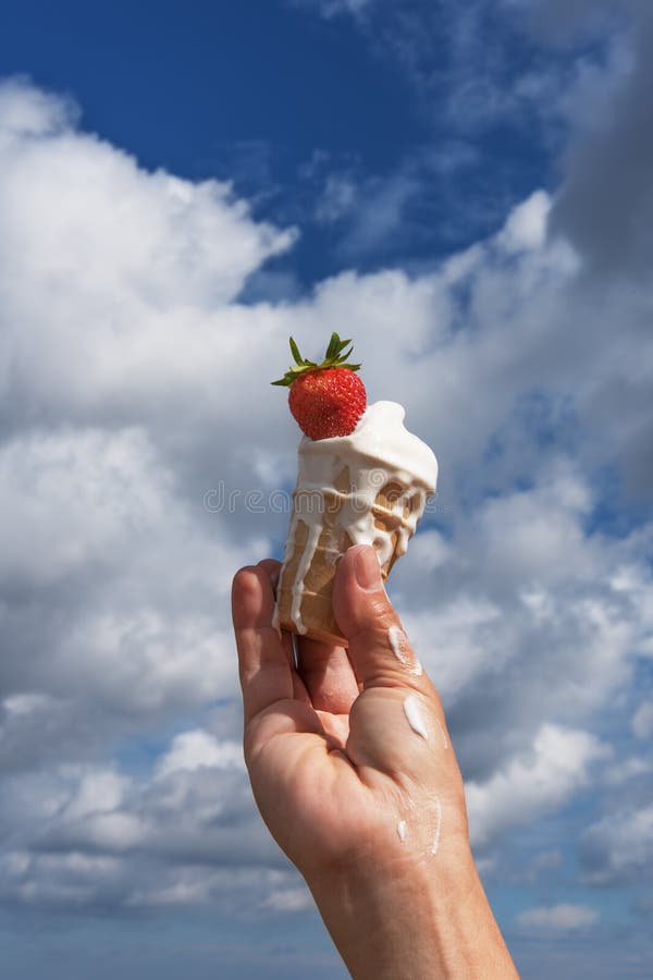 Ice cream in hand. stock photo. Image of dripping, melt - 62626988
