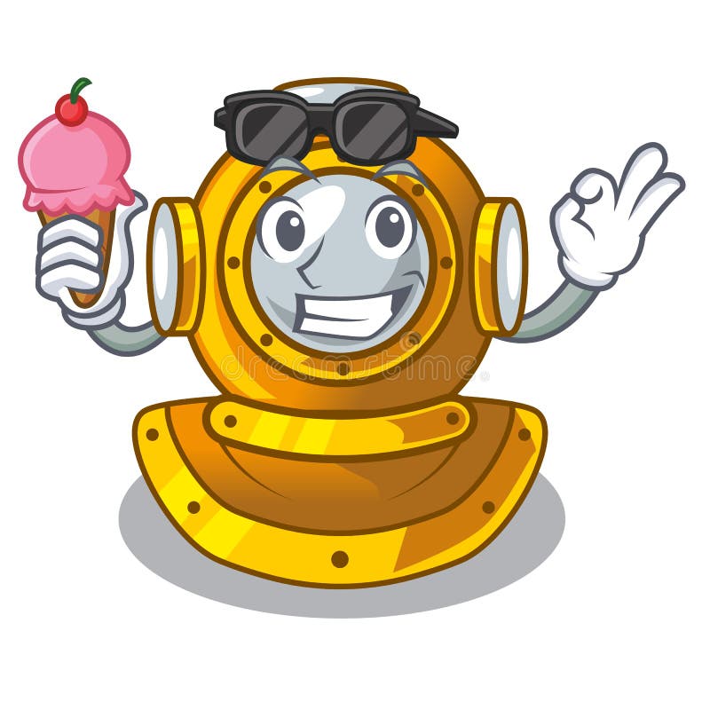 With Ice Cream Helmet Diving Isolated in the Cartoon Stock Vector ...