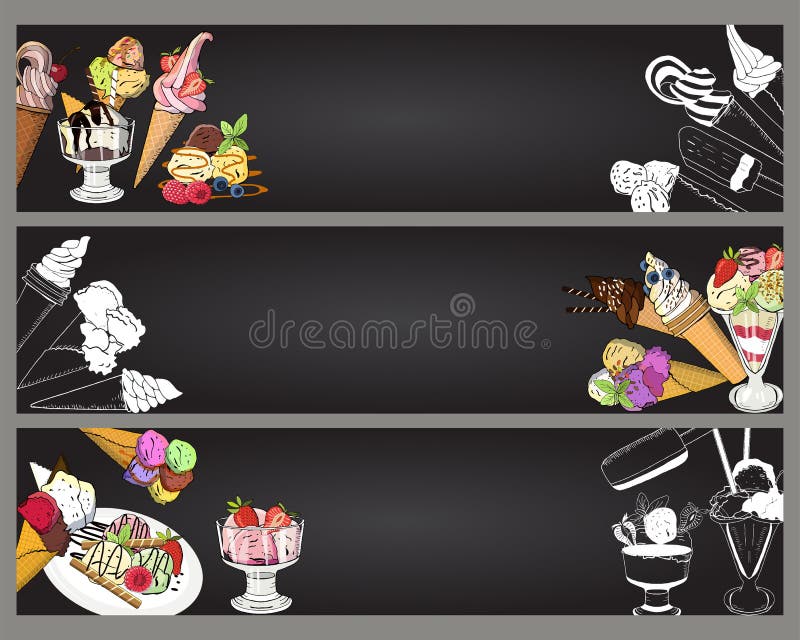 Ice Cream Horizontal Banners Set, Illustration Stock Illustration ...
