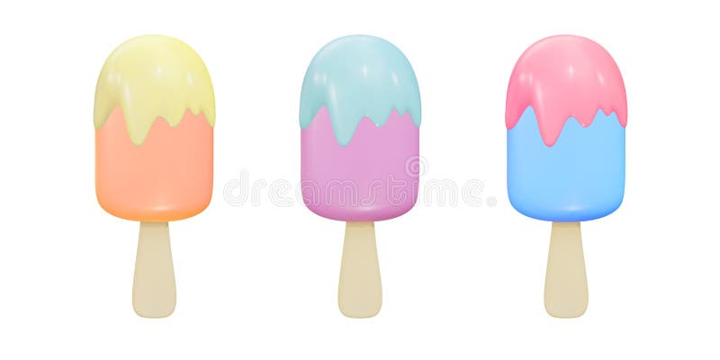 Ice Cream with Icing. 3D Set Realistic Objects.Vector Illustration ...