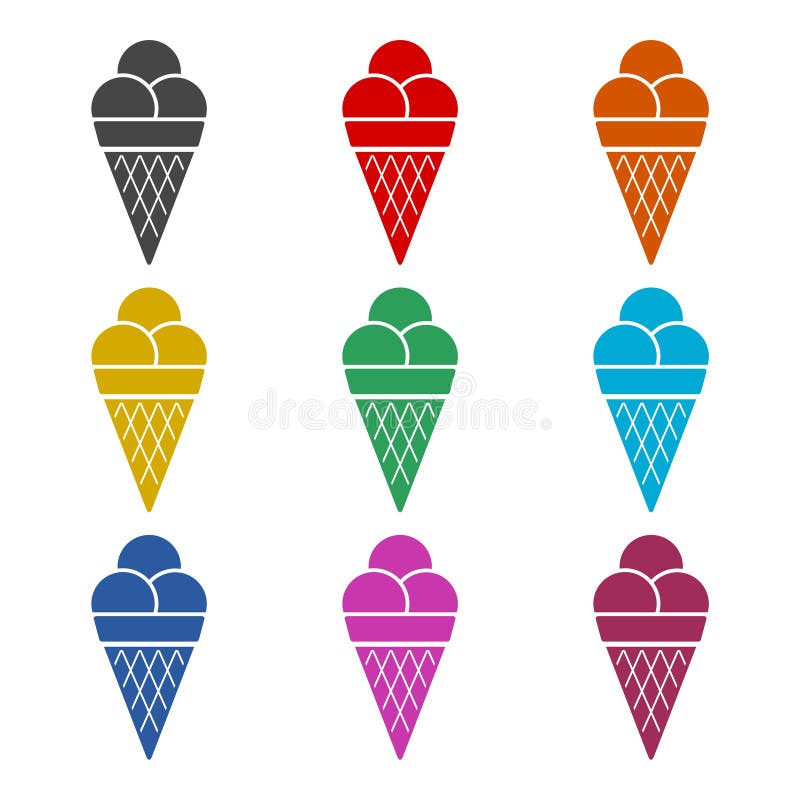 Ice Cream Icon, Color Icons Set Stock Vector - Illustration of ribbon ...