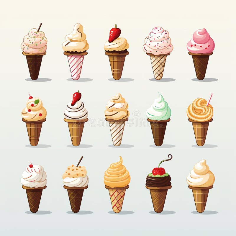 Ice Cream Icon Set. Collection of Ice Cream Icons Stock Illustration ...