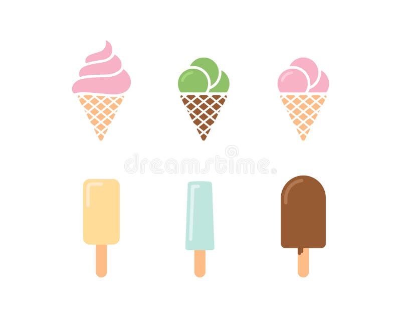 Ice Cream Icons Set in Flat Style Stock Illustration - Illustration of ...