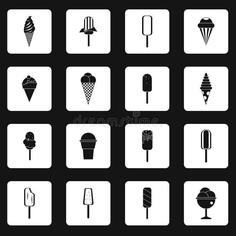 Ice Cream Icons Set in Simple Style Stock Vector - Illustration of ...