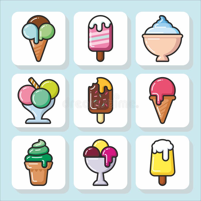 Ice cream icons_1 stock vector. Illustration of snack - 91258622
