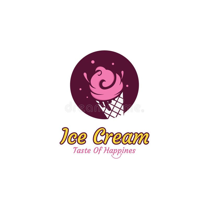 Ice Cream Illustration Logo Template with Simple Vector Concept Stock ...