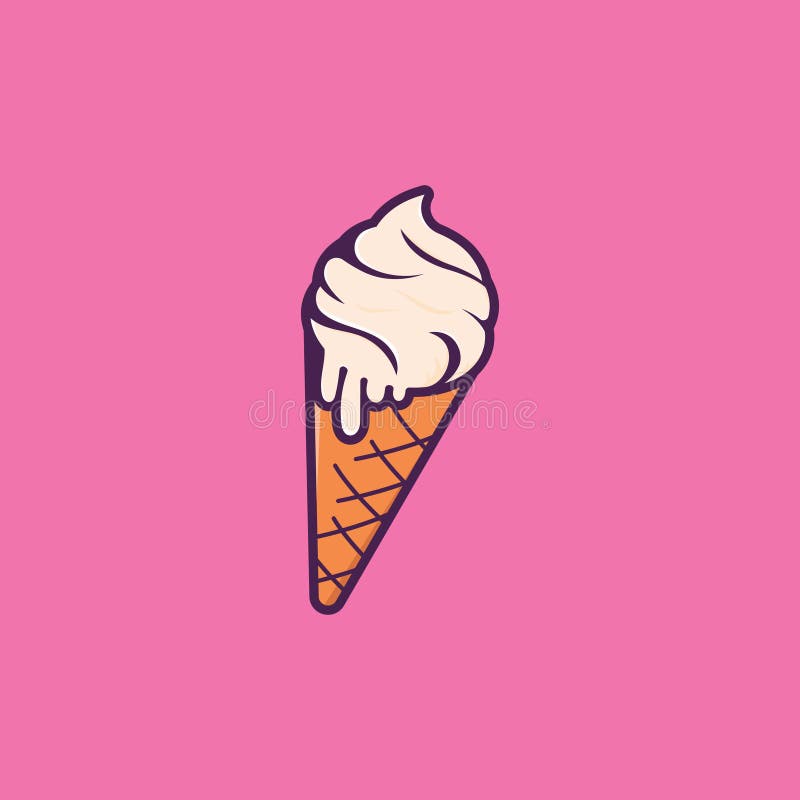 Ice Cream Illustration Logo Template with Simple Vector Concept Stock ...