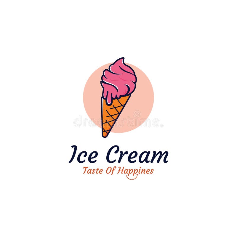 Ice Cream Illustration Logo Template with Simple Vector Concept Stock ...