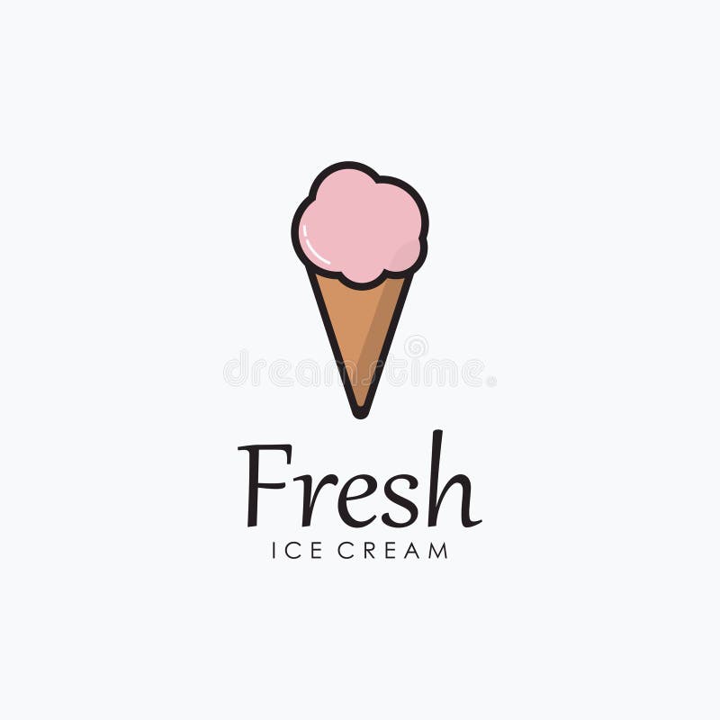 Ice Cream Illustration Logo Template with Simple Vector Concept Stock ...