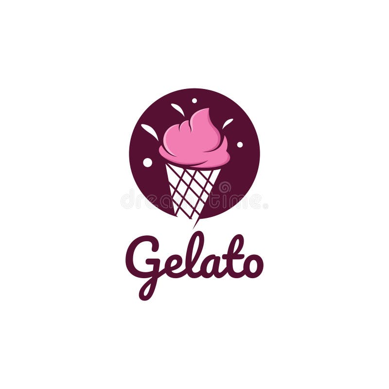 Ice Cream Illustration Logo Template with Simple Vector Concept Stock ...