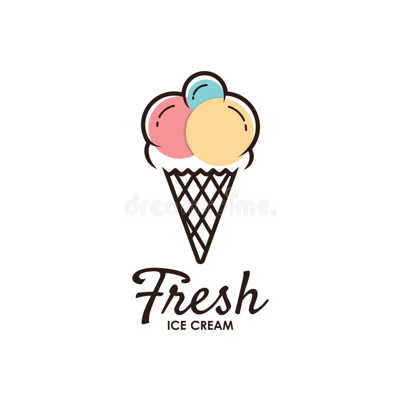 Ice Cream Illustration Logo Template with Simple Vector Concept Stock ...