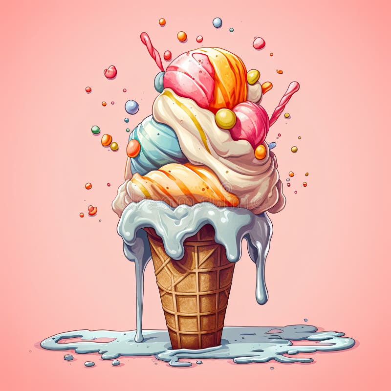 Ice Cream Illustration - Made with Generative AI Tools Stock ...