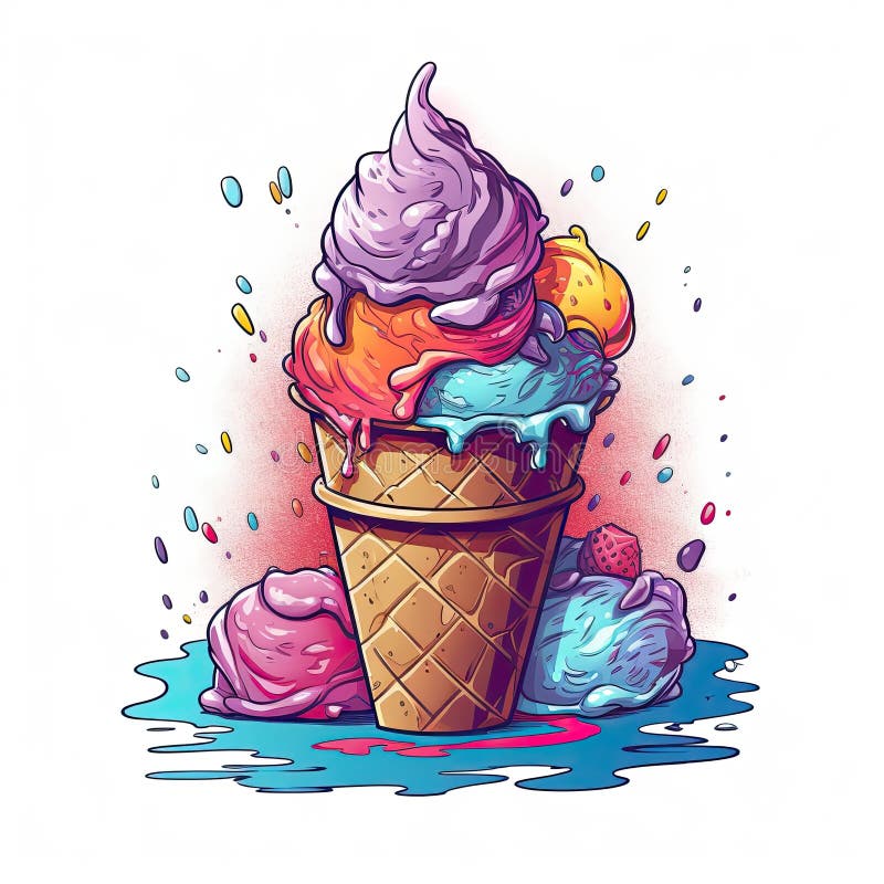 Ice Cream Illustration - Made with Generative AI Tools Stock ...