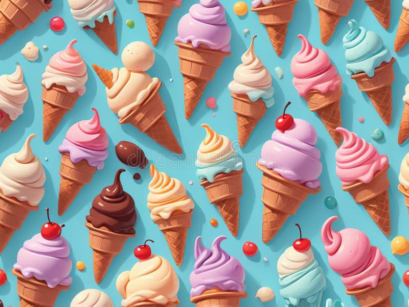 Ice Cream in Kawaii Style - Generated by Ai Stock Illustration ...