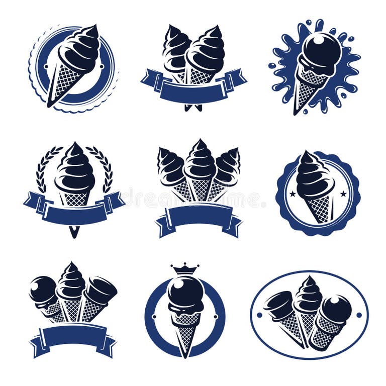 Round Ice Cream Logo Stock Illustrations – 690 Round Ice Cream Logo ...