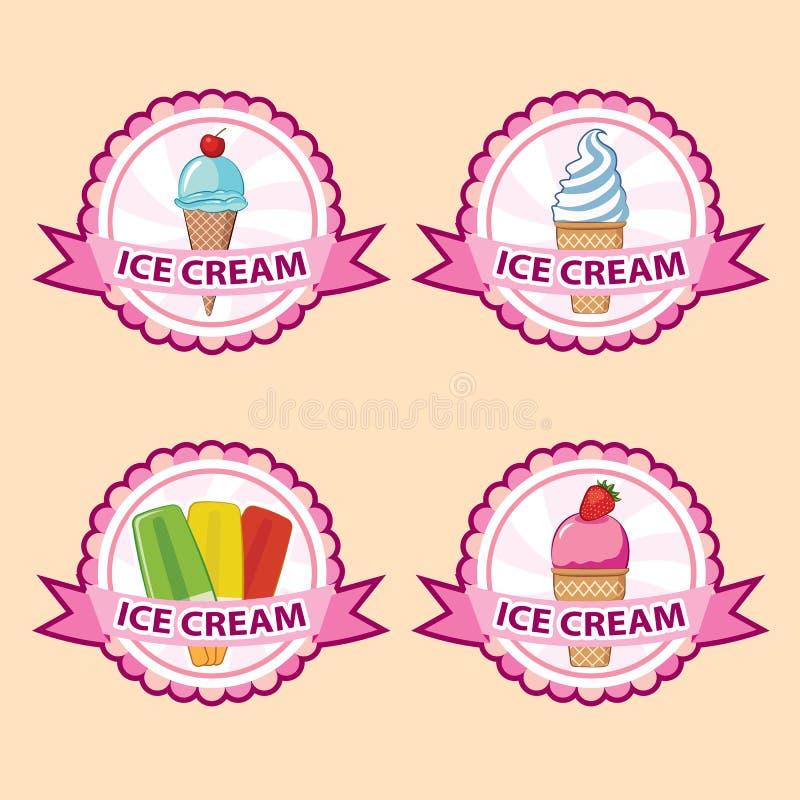 Ice Cream Label, Product Sticker Design Set Stock Vector - Illustration ...