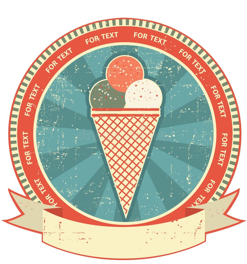Ice Cream Label Set on Old Paper Texture.Grunge Stock Vector ...
