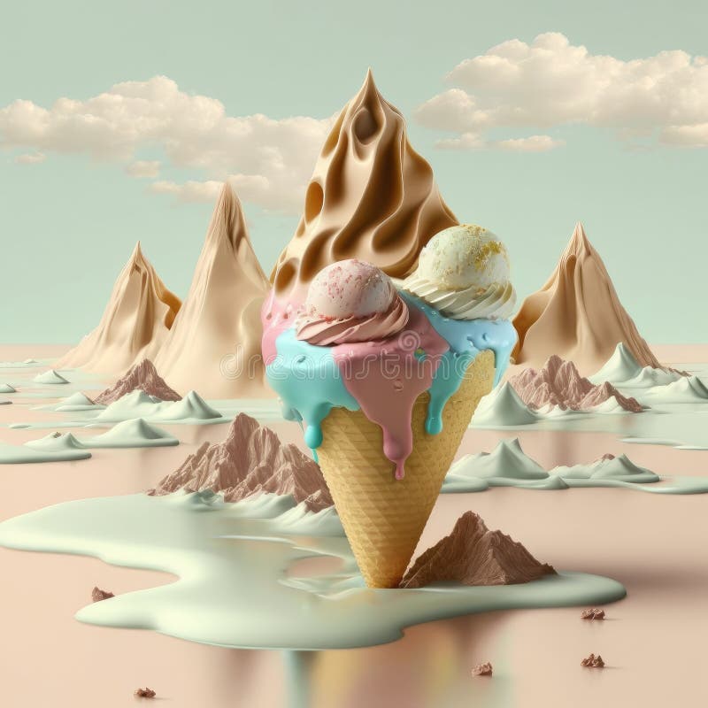 Ice cream landscape stock illustration. Illustration of dreamy - 271125603