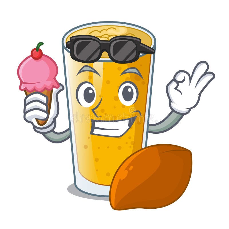 With Ice Cream Lassi Mango in a Cartoon Bottle Stock Vector ...