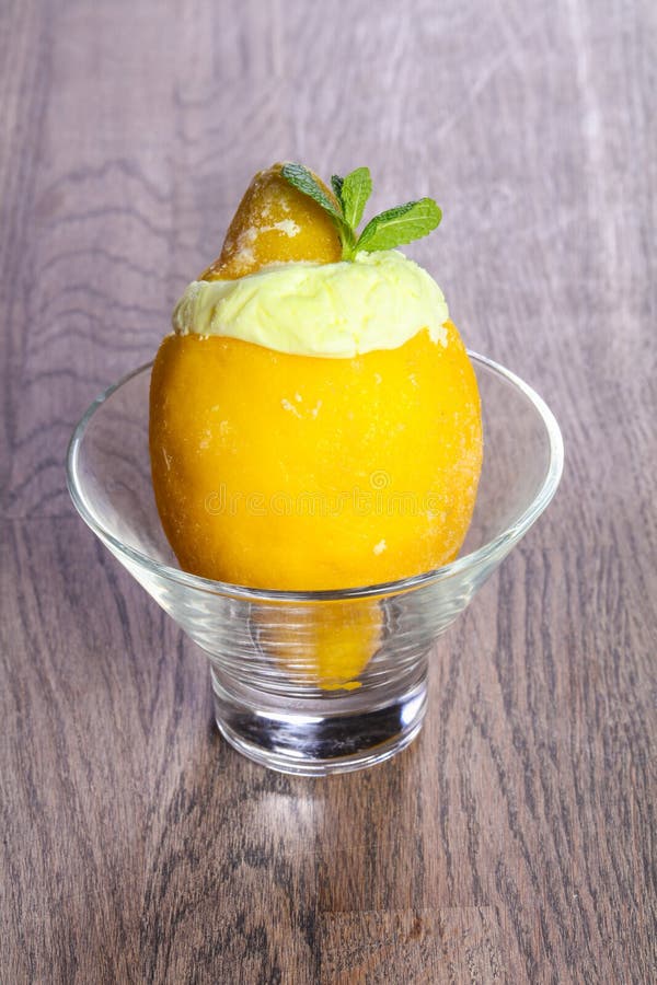 Ice cream in the lemon stock photo. Image of gourmet - 111506540