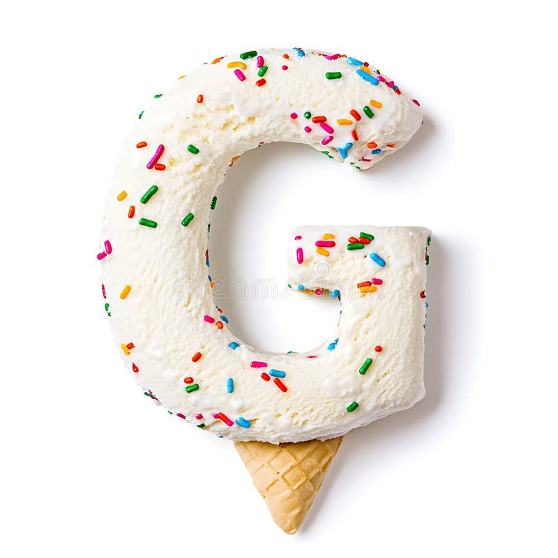 Ice Cream Letter G with Sprinkles on Cone Stock Illustration ...