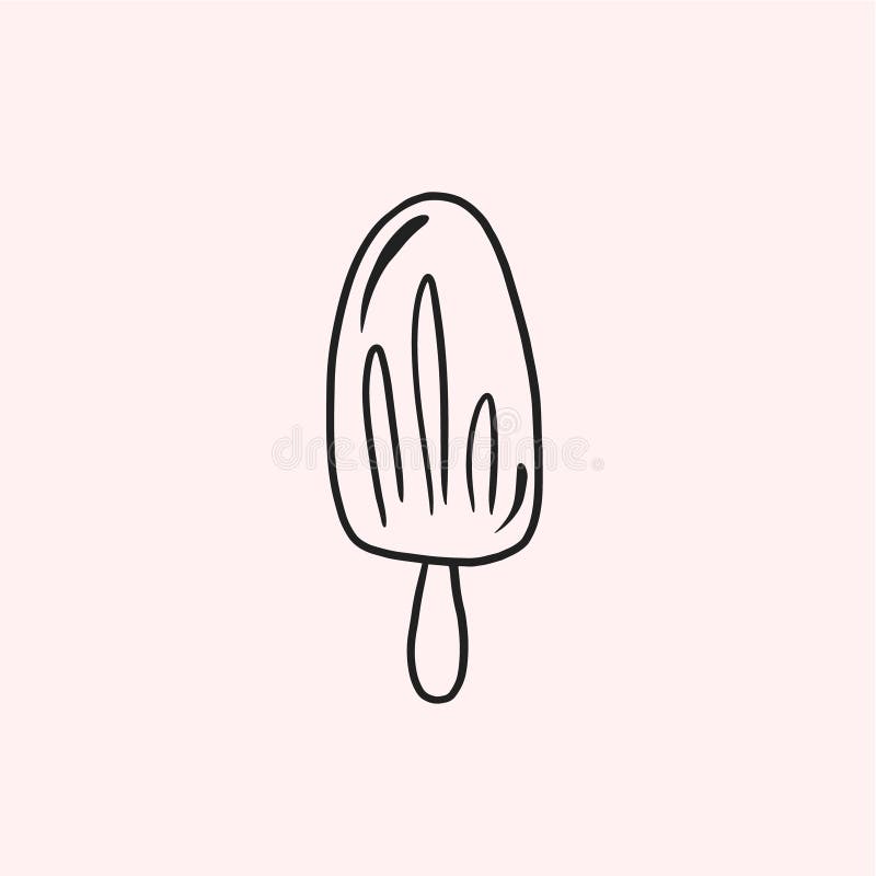 Ice Cream. Linear Vector Illustration. Ice Lolly. Freehand Doodle ...