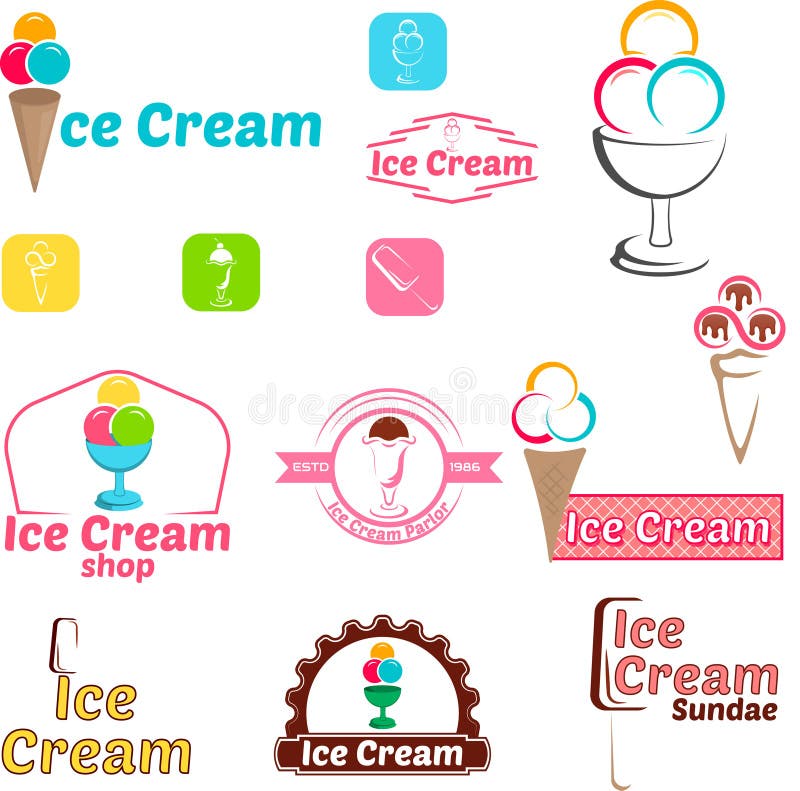 Ice Cream Logo for Company or Shop Stock Vector - Illustration of cafe ...