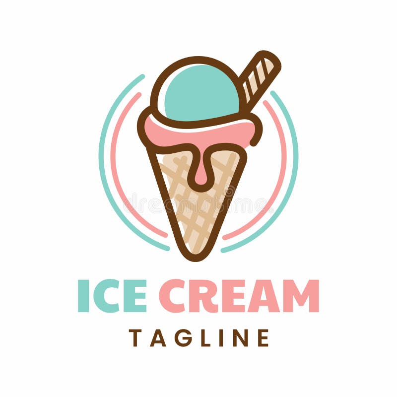 Ice Cream Logo Design, Simple Line Gelato Logo Stock Vector ...