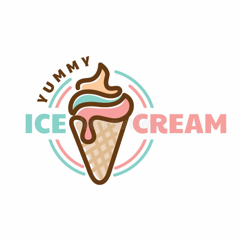 Ice Cream Logo Design, Simple Line Gelato Logo Stock Vector ...