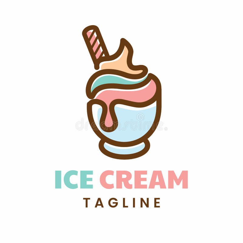 Ice Cream Logo Design, Simple Line Gelato Logo Stock Vector ...
