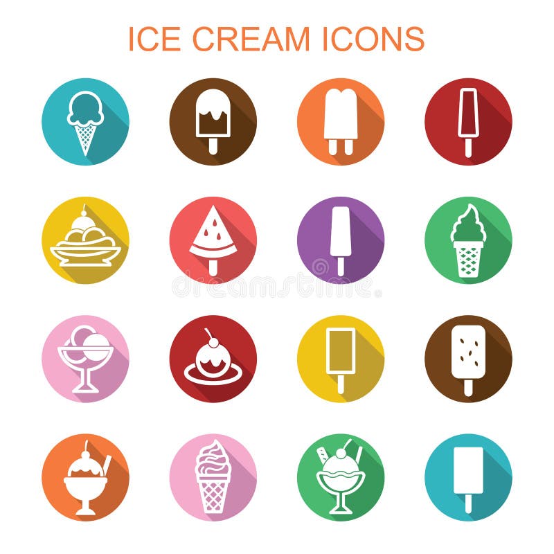 Ice Cream Long Shadow Icons Stock Vector - Illustration of milk, flat ...