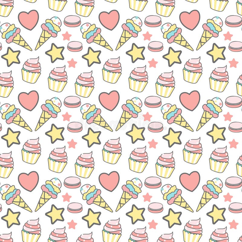 Ice Cream and Love Seamless Pattern Design Stock Illustration ...