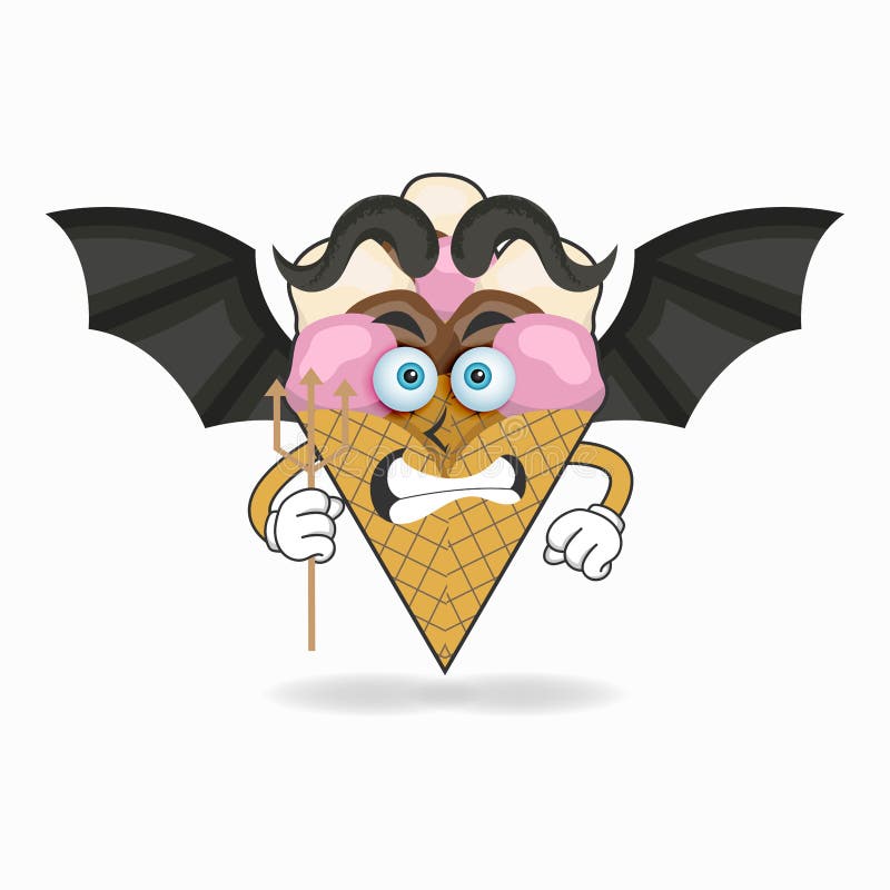 The Ice Cream Mascot Character Becomes a Devil. Vector Illustration ...