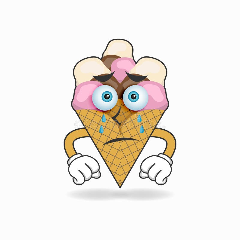 Ice Cream Mascot Character with Sad Expression. Vector Illustration ...