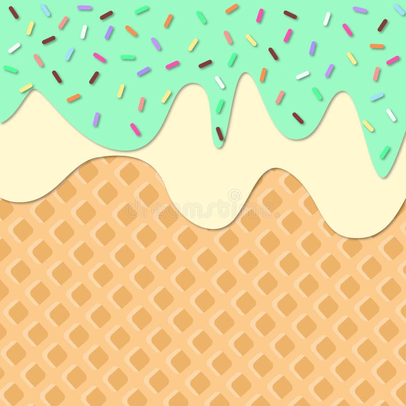 Ice Cream Melted On Wafer Background Vector Illustration Stock Vector