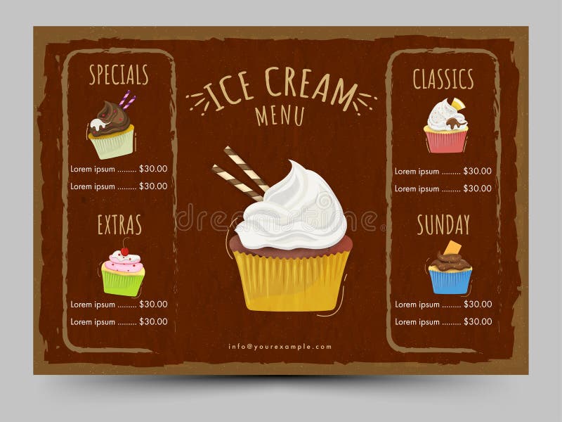Ice Cream Menu Card Poster Layout Stock Illustration - Illustration of ...