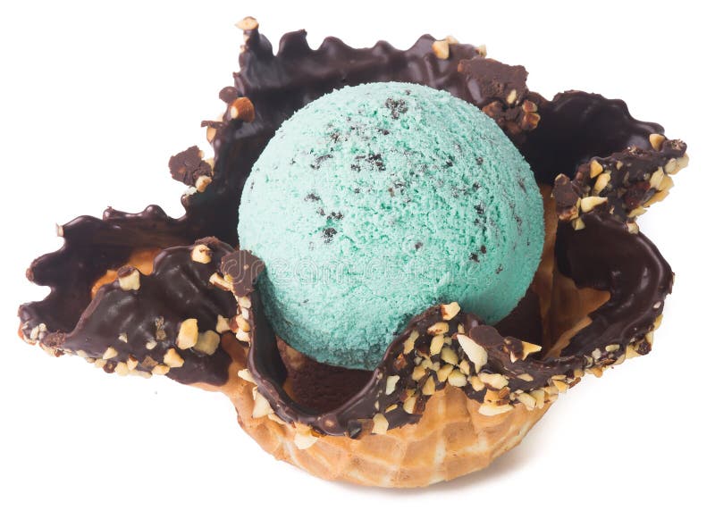 Ice Cream. Mint Chocolate Chip Ice Cream on a Background Stock Photo ...