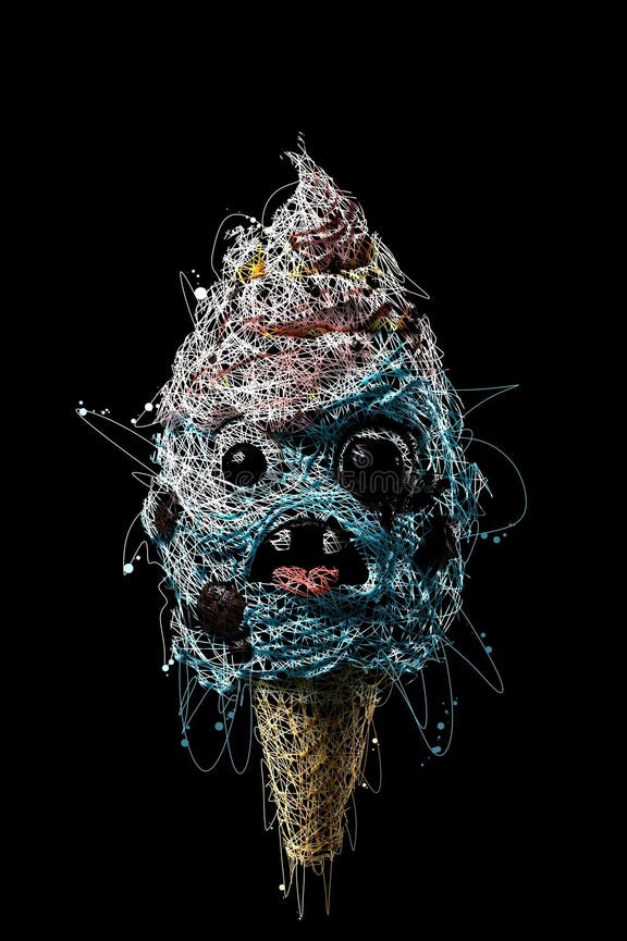 Ice Cream Monster Scribble Art Illustration Design Stock Illustration ...
