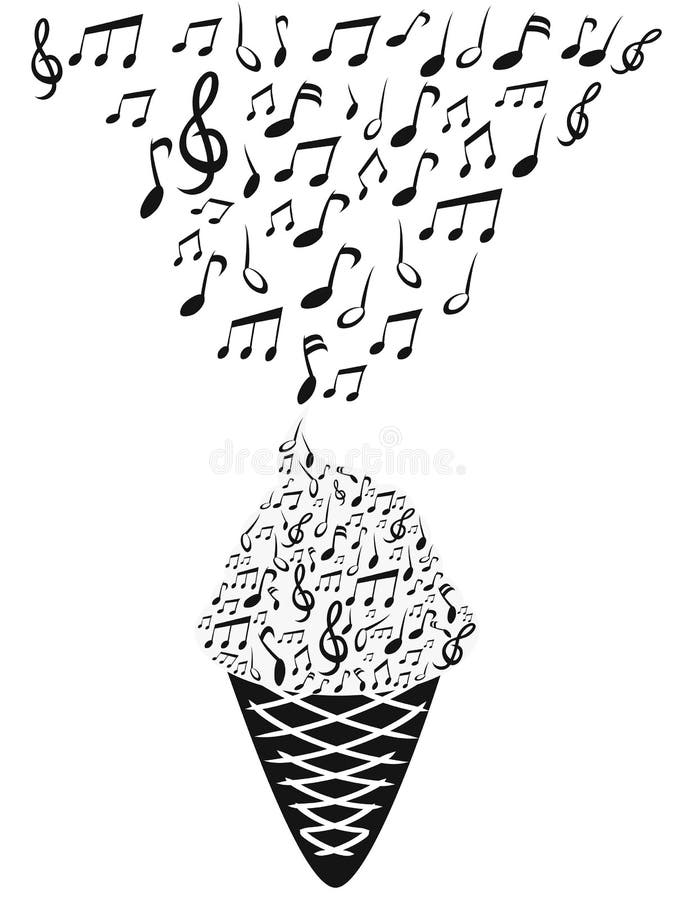 Ice cream with music notes stock vector. Illustration of black - 97440999